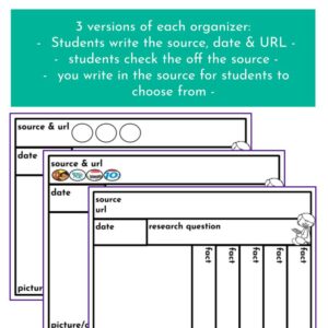 Third Grade Research Graphic Organizers : vr2ltch